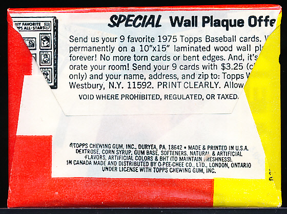 Lot Detail - 1975 Topps Baseball- 1 Unopened Wax Pack