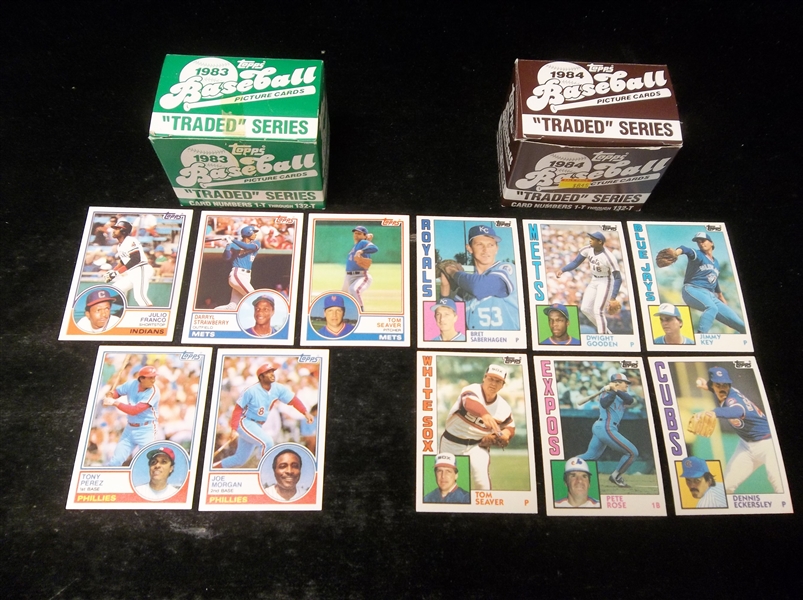 Lot Detail - 1983 & ’84 Topps Traded Baseball Opened Factory Sets Of