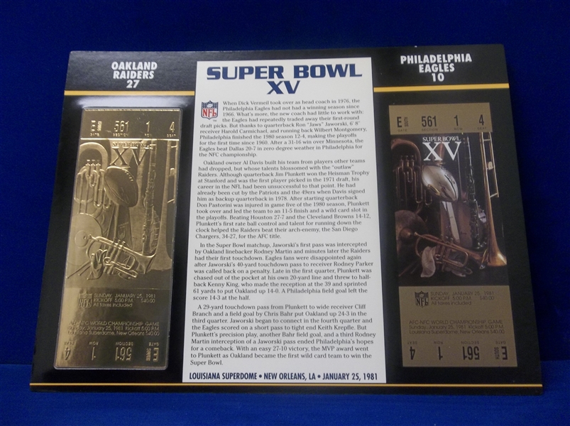 Lot Detail - Willabee & Ward Super Bowl Xv Official 22kt Gold Replica 