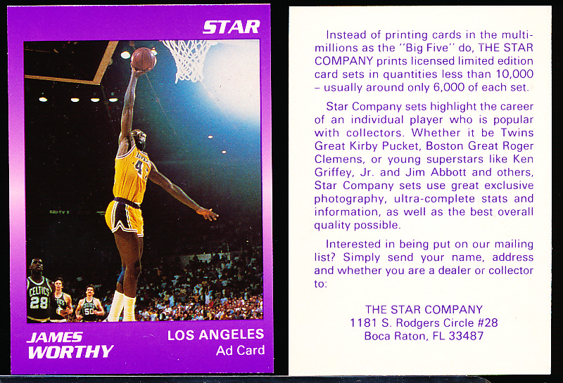 Lot Detail - 1990 91 Star Co. Basketball- Ad Card- James Worthy, Lakers