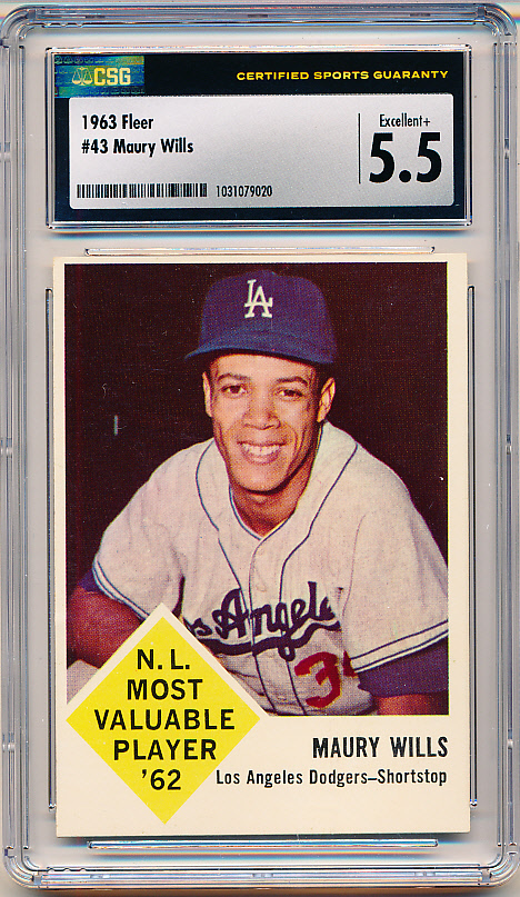 Lot Detail - 1963 Fleer Baseball - #43 Maury Wills, Dodgers- Csg 5.5